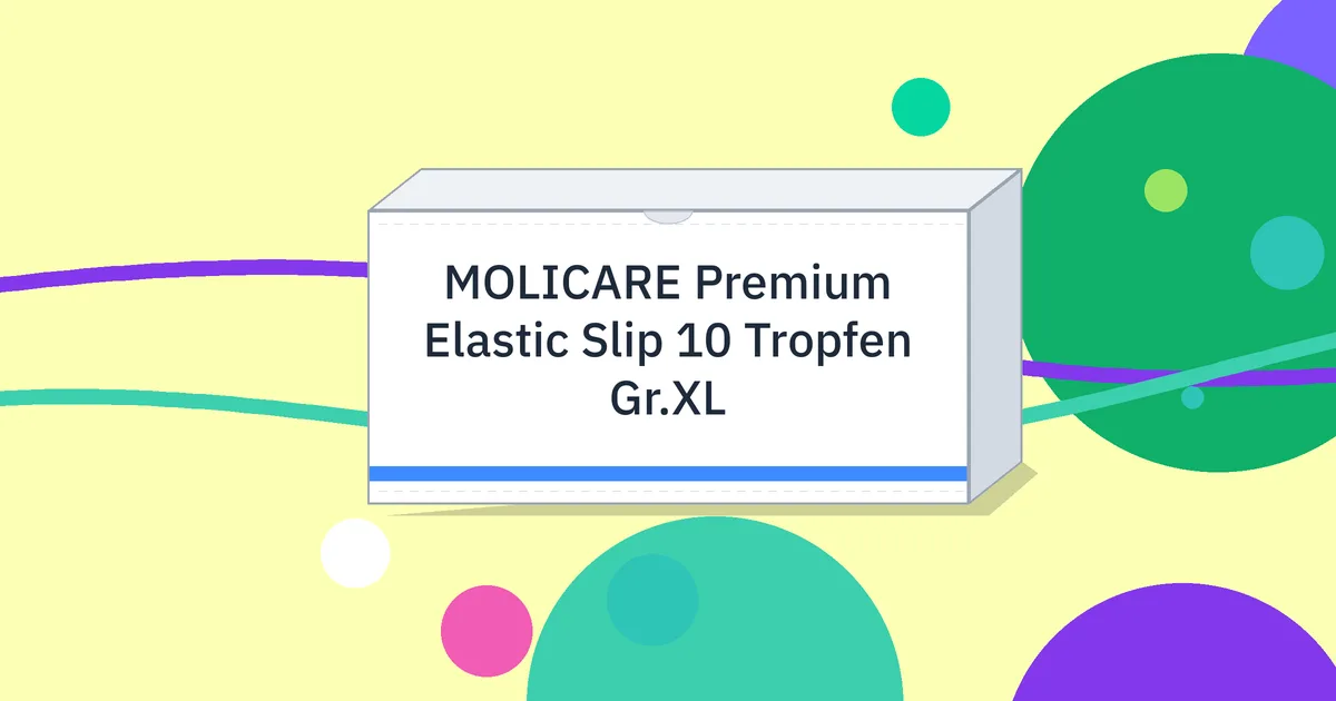 Symbolbild: Packung mit der Aufschrift MOLICARE Premium Elastic Slip 10 Tropfen Gr.XL (PZN 14327236) – Verfügbarkeit und Bezug in Apotheken in Frankfurt am Main