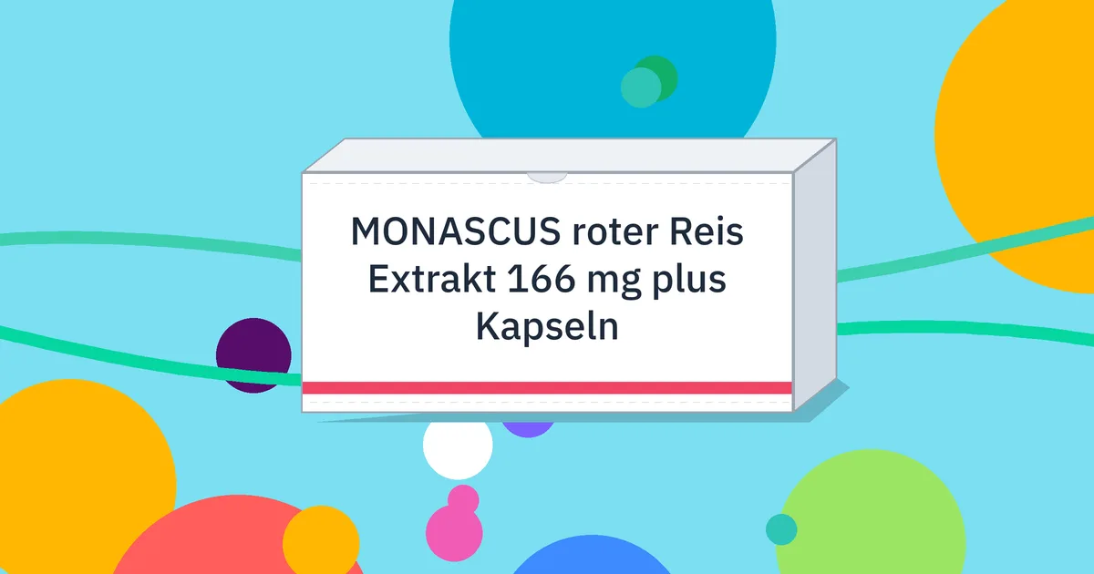 Symbolbild: Packung mit der Aufschrift MONASCUS roter Reis Extrakt 166 mg plus Kapseln (PZN 13978931) – Verfügbarkeit und Bezug in Apotheken in Frankfurt am Main