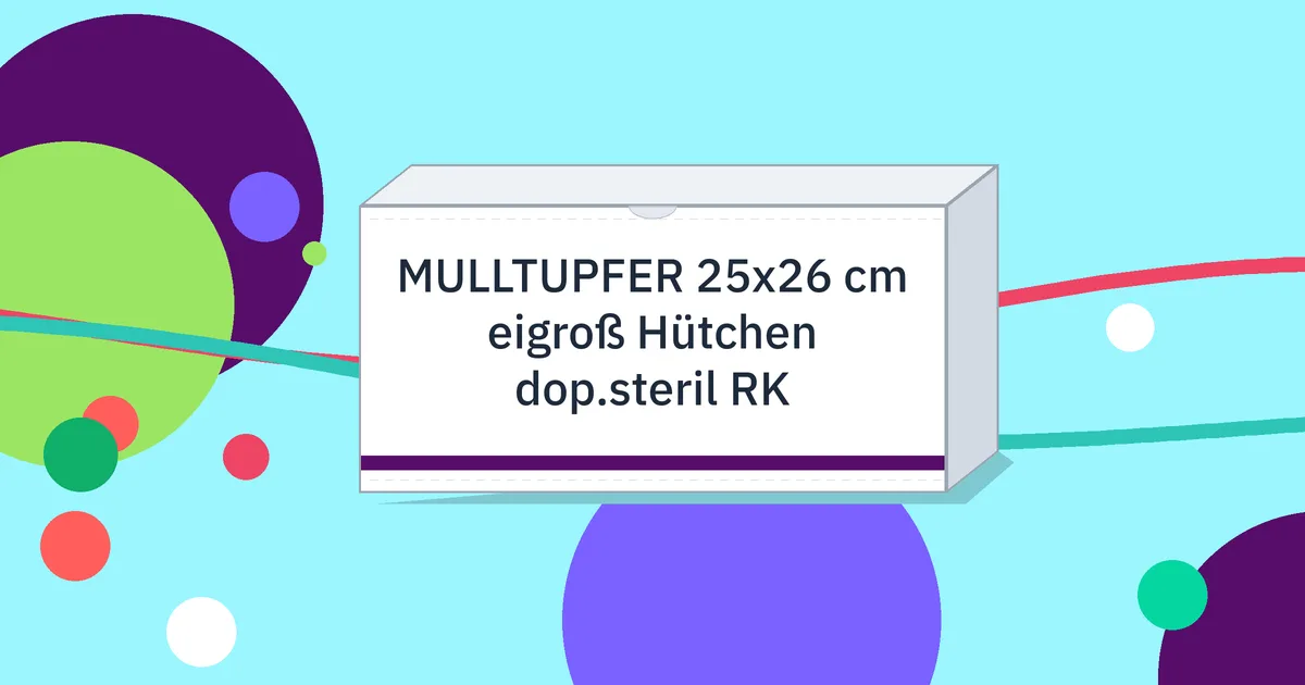 Symbolbild: Packung mit der Aufschrift MULLTUPFER 25x26 cm eigroß Hütchen dop.steril RK (PZN 13165197) – Verfügbarkeit und Bezug in Apotheken in Frankfurt am Main