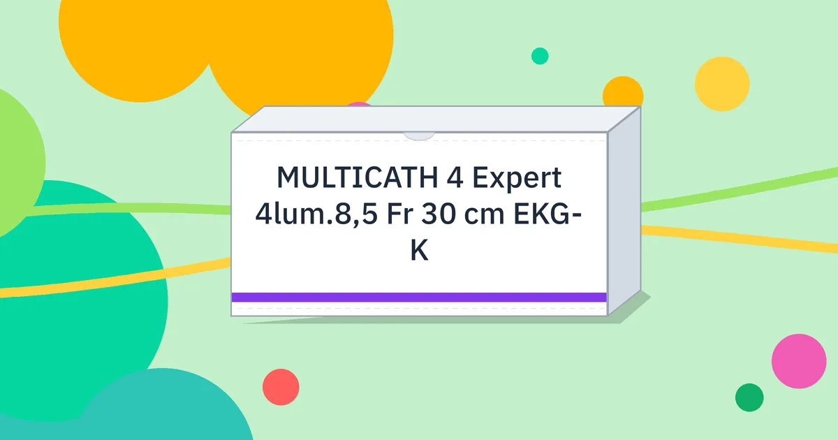 Symbolbild: Packung mit der Aufschrift MULTICATH 4 Expert 4lum.8,5 Fr 30 cm EKG-K (PZN 09446594) – Verfügbarkeit und Bezug in Apotheken in Frankfurt am Main