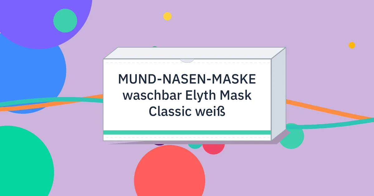 Symbolbild: Packung mit der Aufschrift MUND-NASEN-MASKE waschbar Elyth Mask Classic weiß (PZN 16755769) – Verfügbarkeit und Bezug in Apotheken in Frankfurt am Main