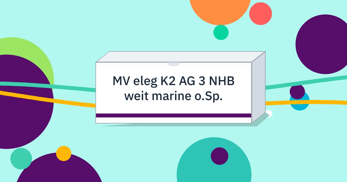 Symbolbild: Packung mit der Aufschrift MV eleg K2 AG 3 NHB weit marine o.Sp. (PZN 15729474) – Verfügbarkeit und Bezug in Apotheken in Frankfurt am Main