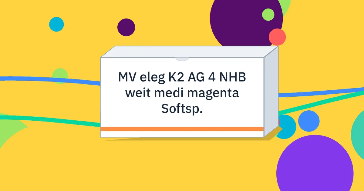 Symbolbild: Packung mit der Aufschrift MV eleg K2 AG 4 NHB weit medi magenta Softsp. (PZN 15728813) – Verfügbarkeit und Bezug in Apotheken in Frankfurt am Main