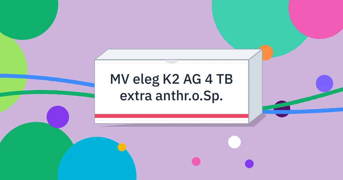 Symbolbild: Packung mit der Aufschrift MV eleg K2 AG 4 TB extra anthr.o.Sp. (PZN 09876159) – Verfügbarkeit und Bezug in Apotheken in Frankfurt am Main