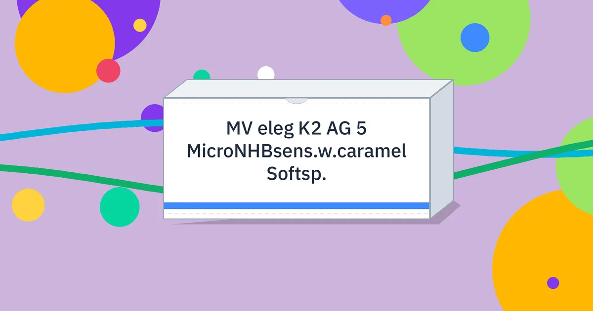 Symbolbild: Packung mit der Aufschrift MV eleg K2 AG 5 MicroNHBsens.w.caramel Softsp. (PZN 16070451) – Verfügbarkeit und Bezug in Apotheken in Frankfurt am Main