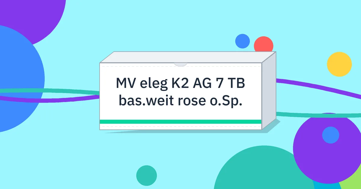 Symbolbild: Packung mit der Aufschrift MV eleg K2 AG 7 TB bas.weit rose o.Sp. (PZN 14700497) – Verfügbarkeit und Bezug in Apotheken in Frankfurt am Main