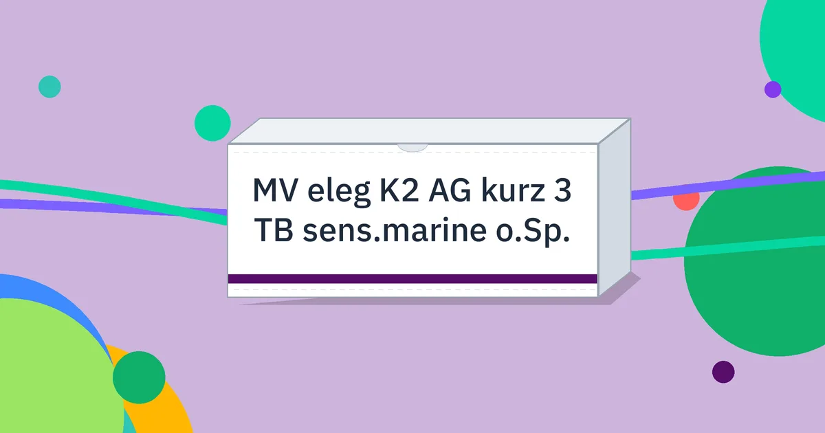 Symbolbild: Packung mit der Aufschrift MV eleg K2 AG kurz 3 TB sens.marine o.Sp. (PZN 14606309) – Verfügbarkeit und Bezug in Apotheken in Frankfurt am Main