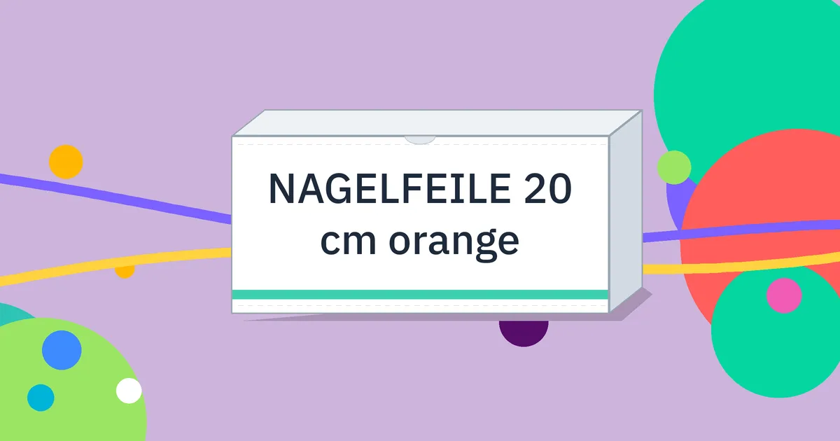 Symbolbild: Packung mit der Aufschrift NAGELFEILE 20 cm orange (PZN 01516438) – Verfügbarkeit und Bezug in Apotheken in Frankfurt am Main