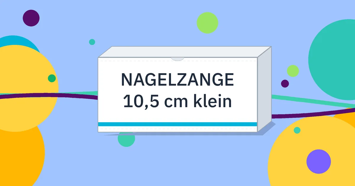 Symbolbild: Packung mit der Aufschrift NAGELZANGE 10,5 cm klein (PZN 04844456) – Verfügbarkeit und Bezug in Apotheken in Frankfurt am Main