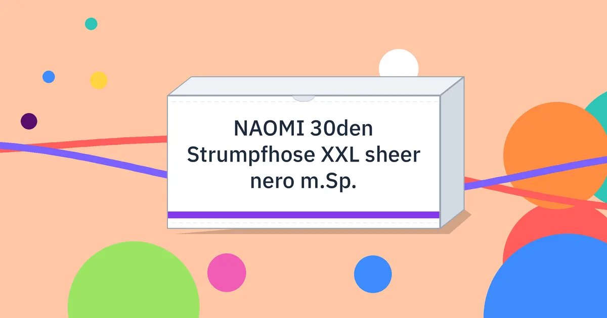 Symbolbild: Packung mit der Aufschrift NAOMI 30den Strumpfhose XXL sheer nero m.Sp. (PZN 16178817) – Verfügbarkeit und Bezug in Apotheken in Frankfurt am Main