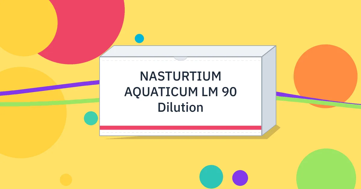 Symbolbild: Packung mit der Aufschrift NASTURTIUM AQUATICUM LM 90 Dilution (PZN 13616582) – Verfügbarkeit und Bezug in Apotheken in Frankfurt am Main