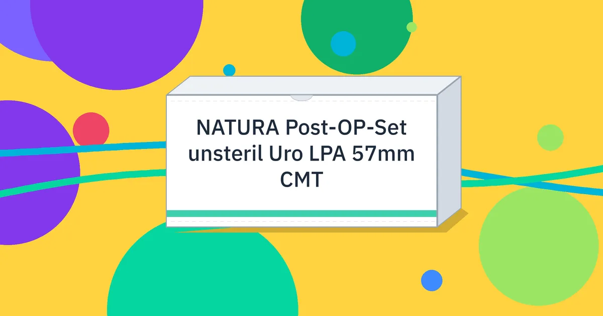 Symbolbild: Packung mit der Aufschrift NATURA Post-OP-Set unsteril Uro LPA 57mm CMT (PZN 17871354) – Verfügbarkeit und Bezug in Apotheken in Frankfurt am Main