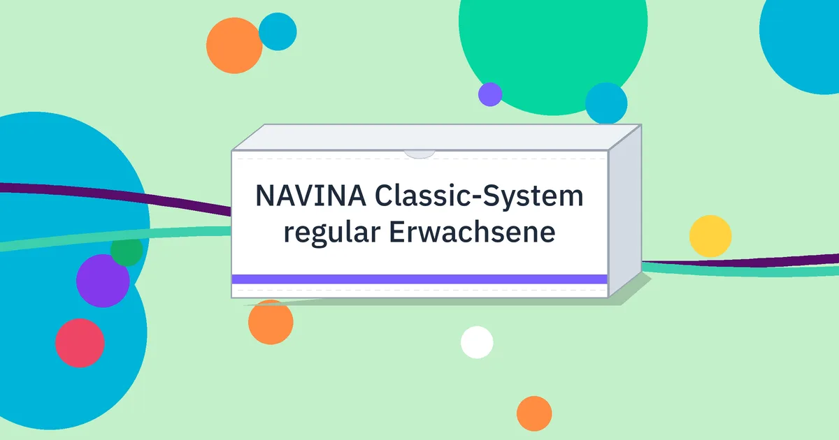 Symbolbild: Packung mit der Aufschrift NAVINA Classic-System regular Erwachsene (PZN 11870230) – Verfügbarkeit und Bezug in Apotheken in Frankfurt am Main