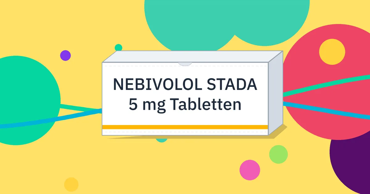 Symbolbild: Packung mit der Aufschrift NEBIVOLOL STADA 5 mg Tabletten (PZN 04957373) – Verfügbarkeit und Bezug in Apotheken in Frankfurt am Main
