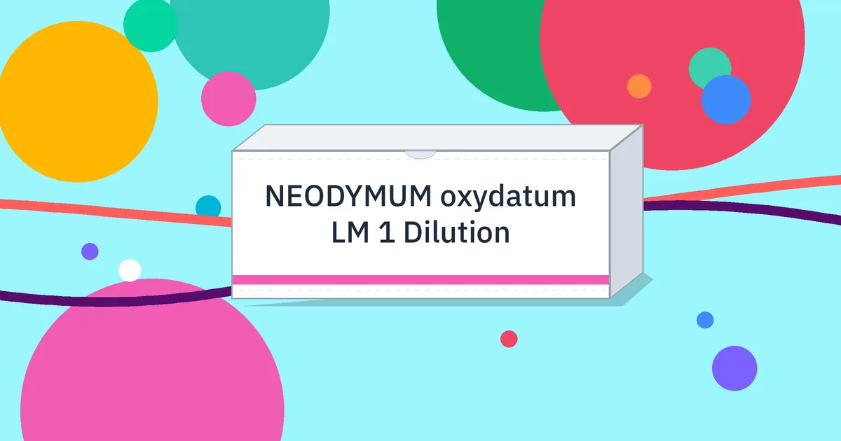 Symbolbild: Packung mit der Aufschrift NEODYMUM oxydatum LM 1 Dilution (PZN 13617570) – Verfügbarkeit und Bezug in Apotheken in Frankfurt am Main