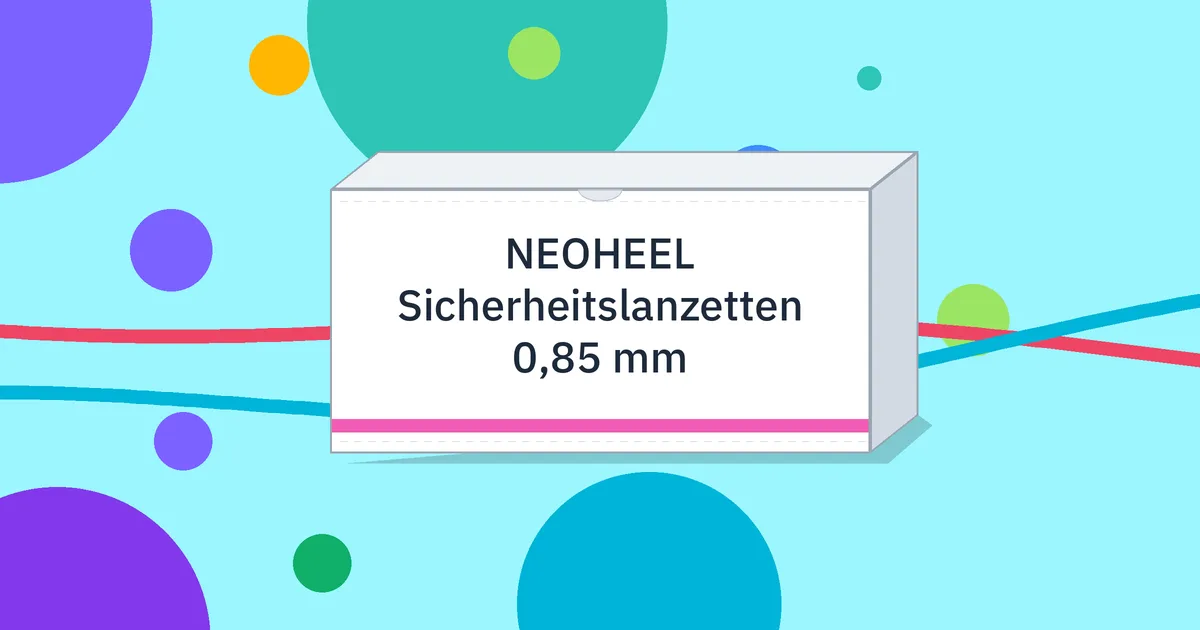 Symbolbild: Packung mit der Aufschrift NEOHEEL Sicherheitslanzetten 0,85 mm (PZN 17611446) – Verfügbarkeit und Bezug in Apotheken in Frankfurt am Main