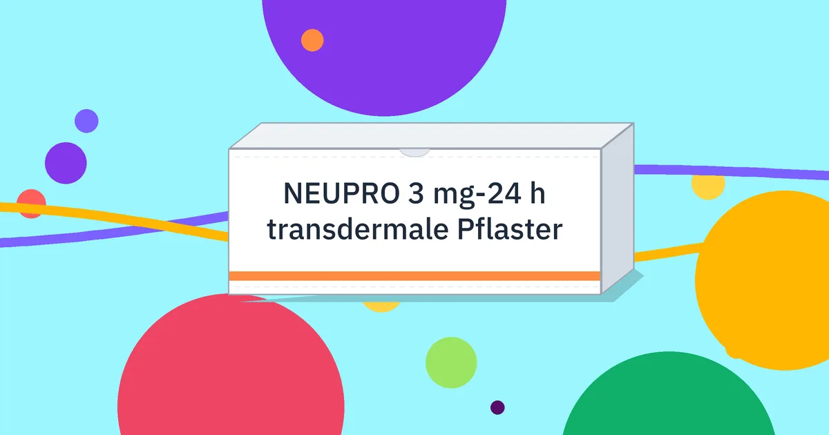 Symbolbild: Packung mit der Aufschrift NEUPRO 3 mg-24 h transdermale Pflaster (PZN 10822973) – Verfügbarkeit und Bezug in Apotheken in Frankfurt am Main