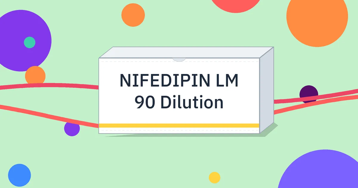 Symbolbild: Packung mit der Aufschrift NIFEDIPIN LM 90 Dilution (PZN 12969812) – Verfügbarkeit und Bezug in Apotheken in Frankfurt am Main