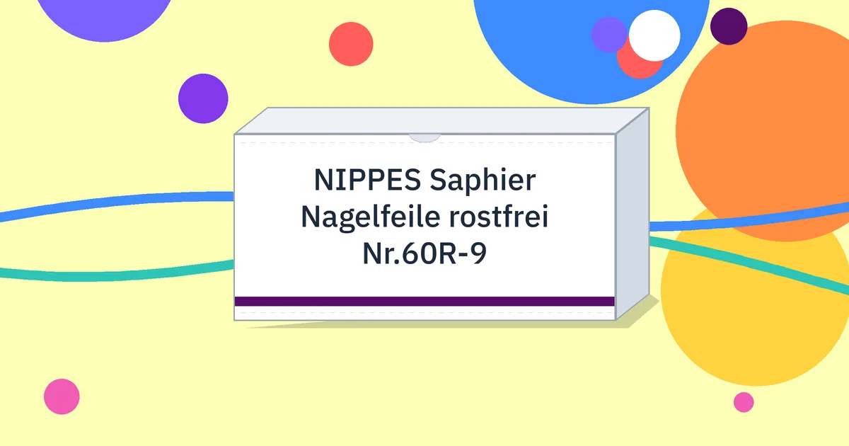 Symbolbild: Packung mit der Aufschrift NIPPES Saphier Nagelfeile rostfrei Nr.60R-9 (PZN 09510493) – Verfügbarkeit und Bezug in Apotheken in Frankfurt am Main