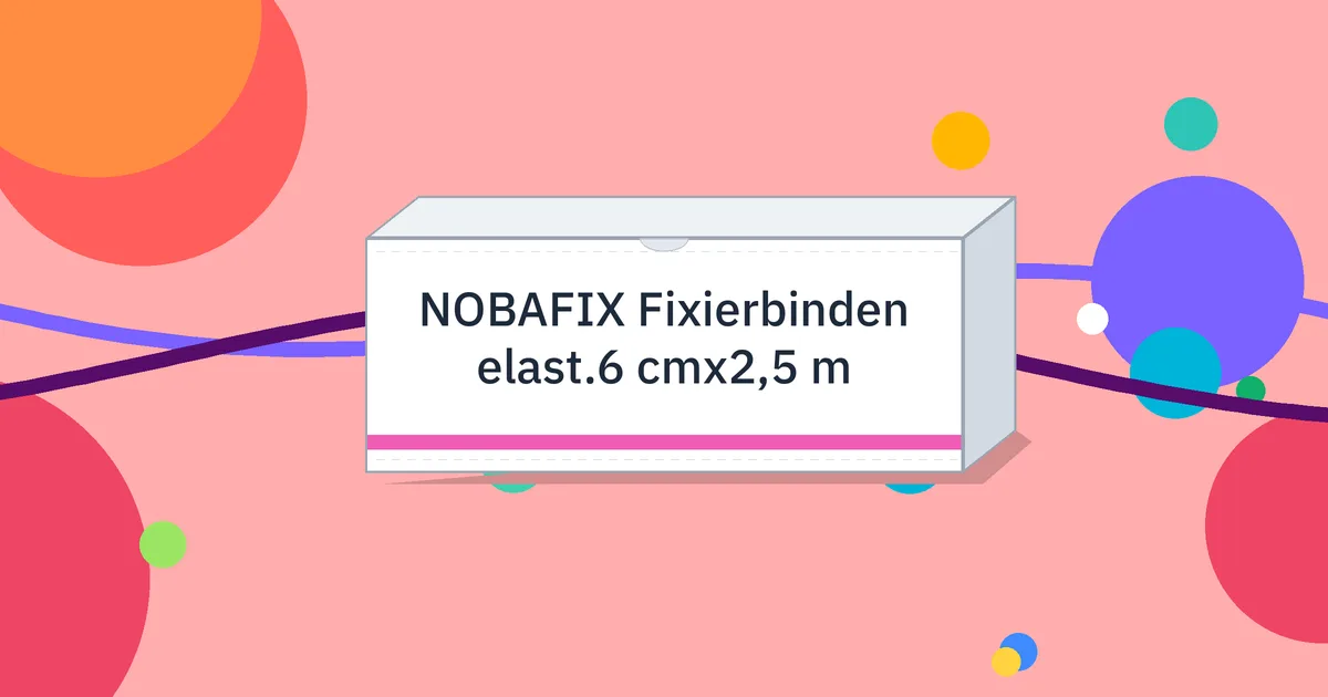 Symbolbild: Packung mit der Aufschrift NOBAFIX Fixierbinden elast.6 cmx2,5 m (PZN 16028124) – Verfügbarkeit und Bezug in Apotheken in Frankfurt am Main