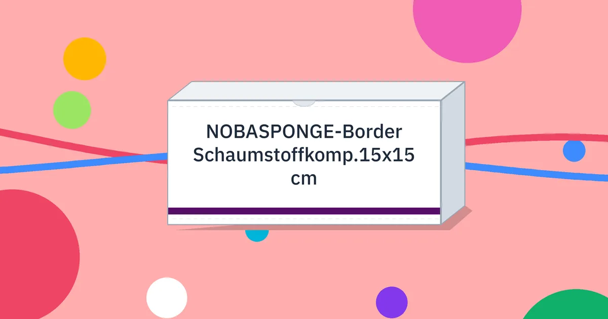 Symbolbild: Packung mit der Aufschrift NOBASPONGE-Border Schaumstoffkomp.15x15 cm (PZN 17364344) – Verfügbarkeit und Bezug in Apotheken in Frankfurt am Main