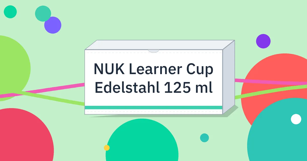 Symbolbild: Packung mit der Aufschrift NUK Learner Cup Edelstahl 125 ml (PZN 10420051) – Verfügbarkeit und Bezug in Apotheken in Frankfurt am Main