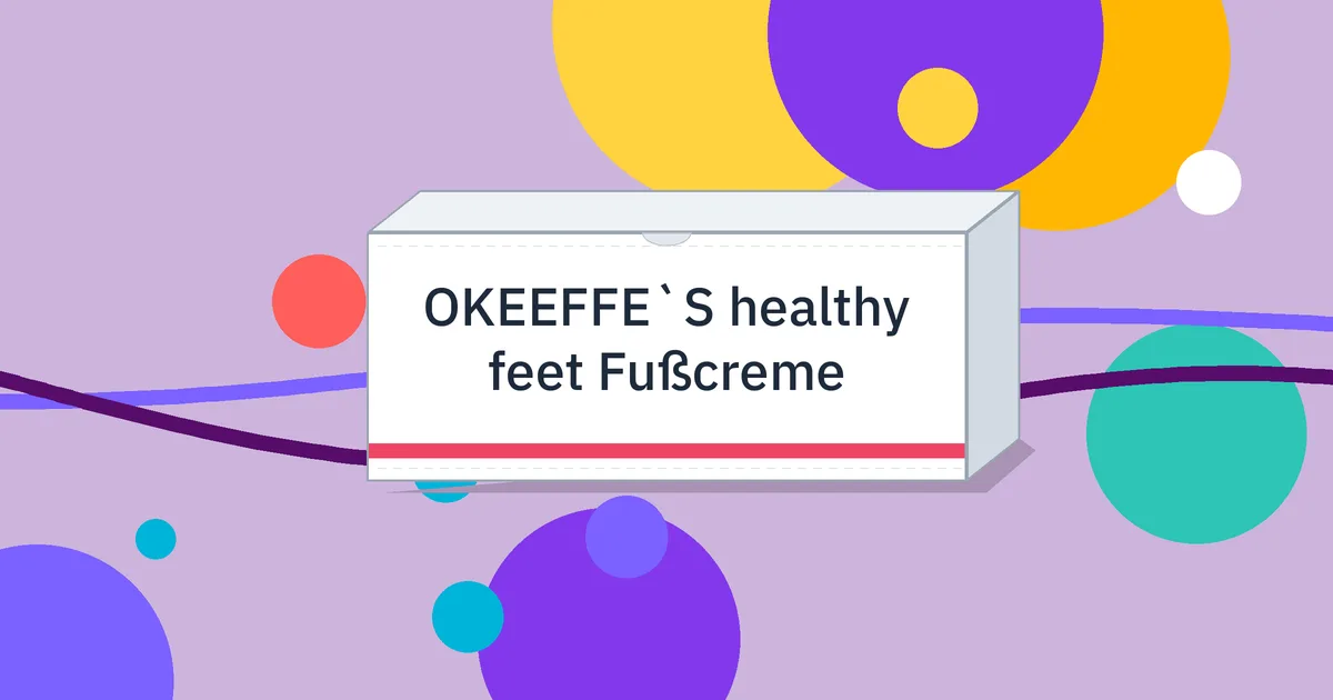 Symbolbild: Packung mit der Aufschrift OKEEFFE`S healthy feet Fußcreme (PZN 19473698) – Verfügbarkeit und Bezug in Apotheken in Frankfurt am Main