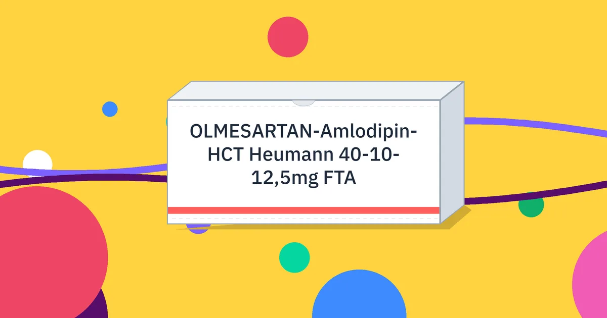 Symbolbild: Packung mit der Aufschrift OLMESARTAN-Amlodipin-HCT Heumann 40-10-12,5mg FTA (PZN 15580440) – Verfügbarkeit und Bezug in Apotheken in Frankfurt am Main