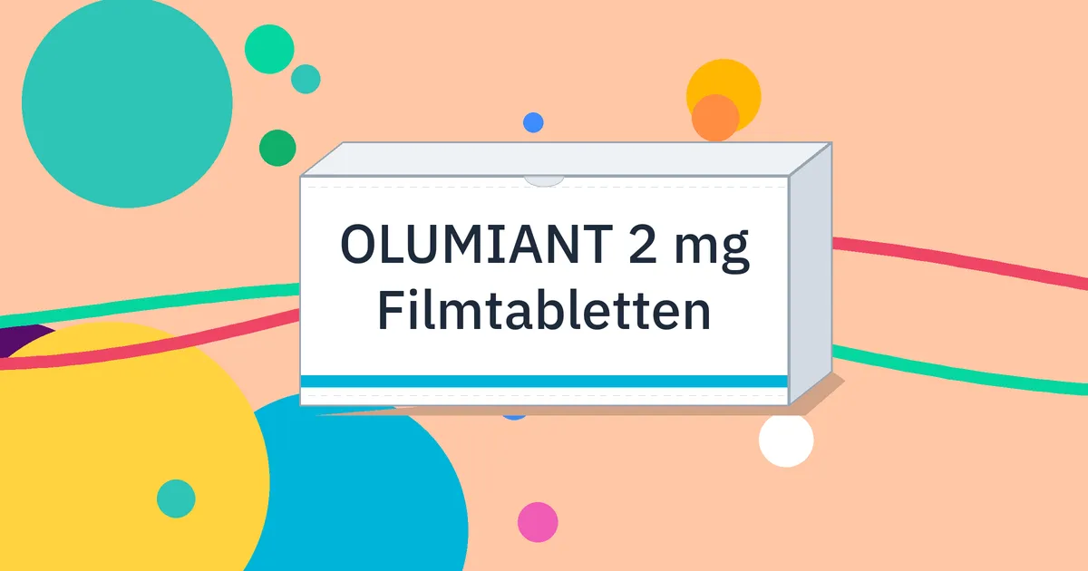 Symbolbild: Packung mit der Aufschrift OLUMIANT 2 mg Filmtabletten (PZN 14028976) – Verfügbarkeit und Bezug in Apotheken in Frankfurt am Main