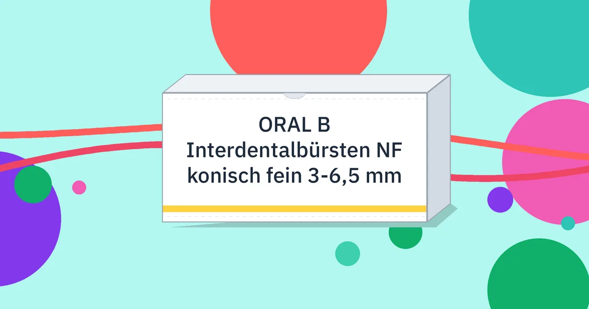 Symbolbild: Packung mit der Aufschrift ORAL B Interdentalbürsten NF konisch fein 3-6,5 mm (PZN 00712976) – Verfügbarkeit und Bezug in Apotheken in Frankfurt am Main
