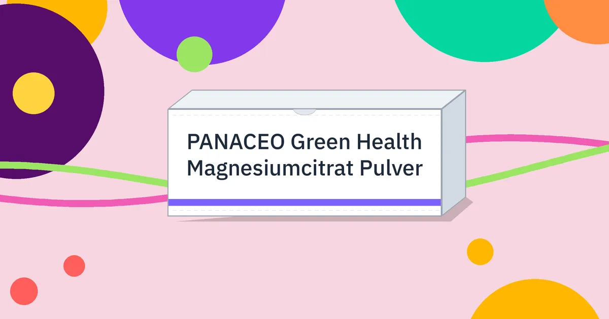 Symbolbild: Packung mit der Aufschrift PANACEO Green Health Magnesiumcitrat Pulver (PZN 18753415) – Verfügbarkeit und Bezug in Apotheken in Frankfurt am Main