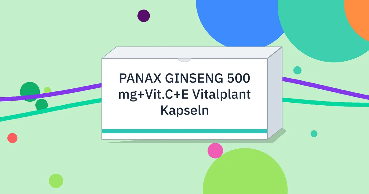Symbolbild: Packung mit der Aufschrift PANAX GINSENG 500 mg+Vit.C+E Vitalplant Kapseln (PZN 12504214) – Verfügbarkeit und Bezug in Apotheken in Frankfurt am Main