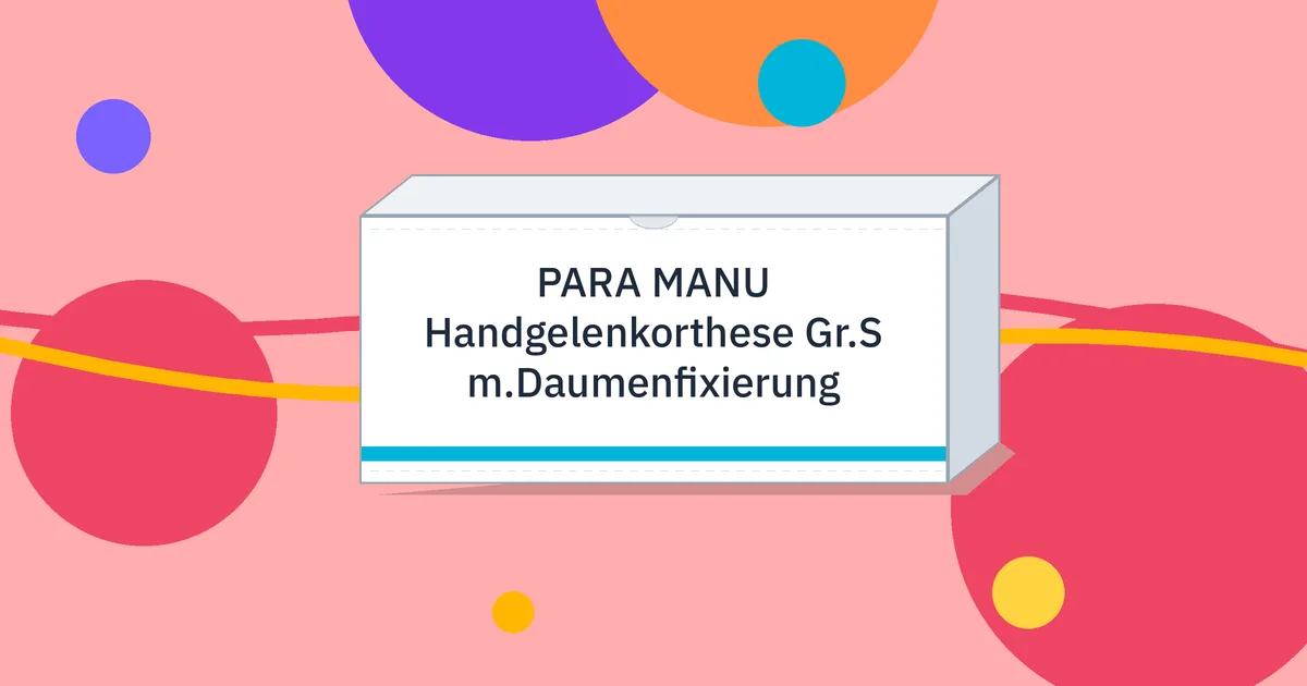 Symbolbild: Packung mit der Aufschrift PARA MANU Handgelenkorthese Gr.S m.Daumenfixierung (PZN 06990452) – Verfügbarkeit und Bezug in Apotheken in Frankfurt am Main