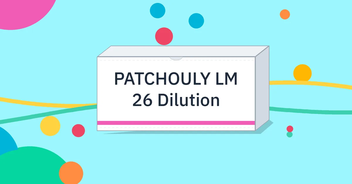 Symbolbild: Packung mit der Aufschrift PATCHOULY LM 26 Dilution (PZN 13632931) – Verfügbarkeit und Bezug in Apotheken in Frankfurt am Main