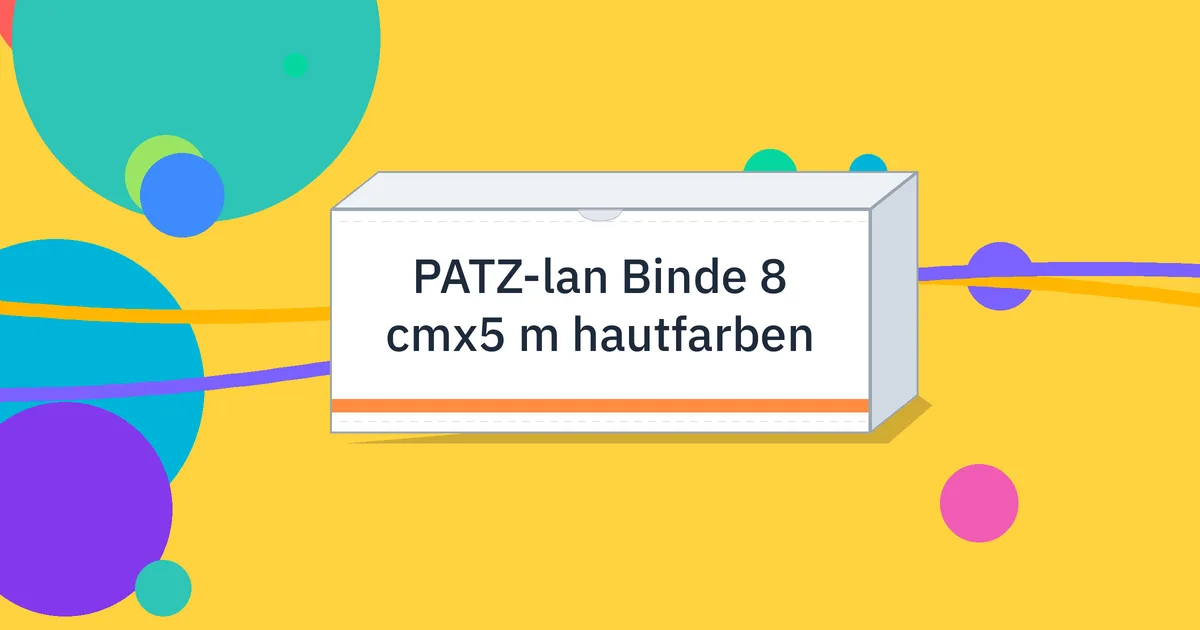 Symbolbild: Packung mit der Aufschrift PATZ-lan Binde 8 cmx5 m hautfarben (PZN 06814086) – Verfügbarkeit und Bezug in Apotheken in Frankfurt am Main