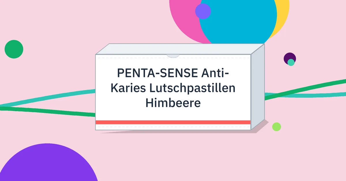 Symbolbild: Packung mit der Aufschrift PENTA-SENSE Anti-Karies Lutschpastillen Himbeere (PZN 17872247) – Verfügbarkeit und Bezug in Apotheken in Frankfurt am Main