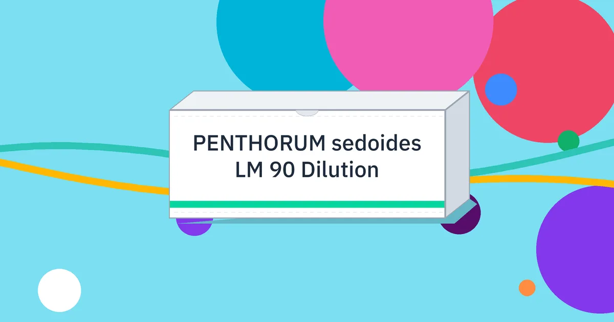 Symbolbild: Packung mit der Aufschrift PENTHORUM sedoides LM 90 Dilution (PZN 13634918) – Verfügbarkeit und Bezug in Apotheken in Frankfurt am Main