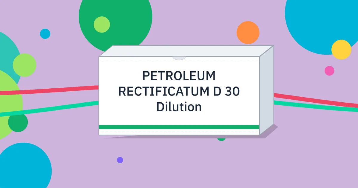 Symbolbild: Packung mit der Aufschrift PETROLEUM RECTIFICATUM D 30 Dilution (PZN 04231104) – Verfügbarkeit und Bezug in Apotheken in Frankfurt am Main