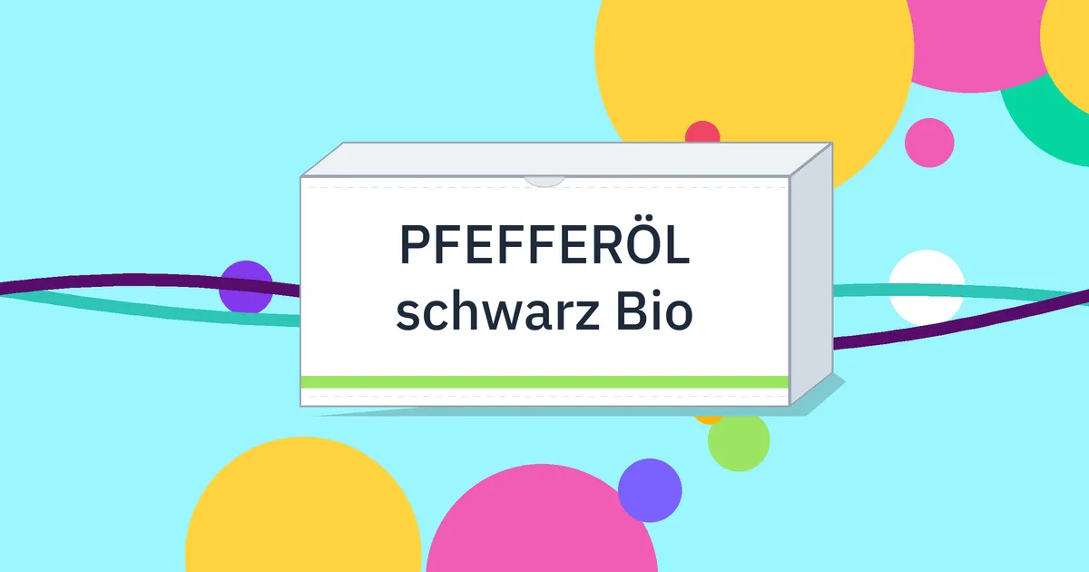 Symbolbild: Packung mit der Aufschrift PFEFFERÖL schwarz Bio (PZN 10021204) – Verfügbarkeit und Bezug in Apotheken in Frankfurt am Main