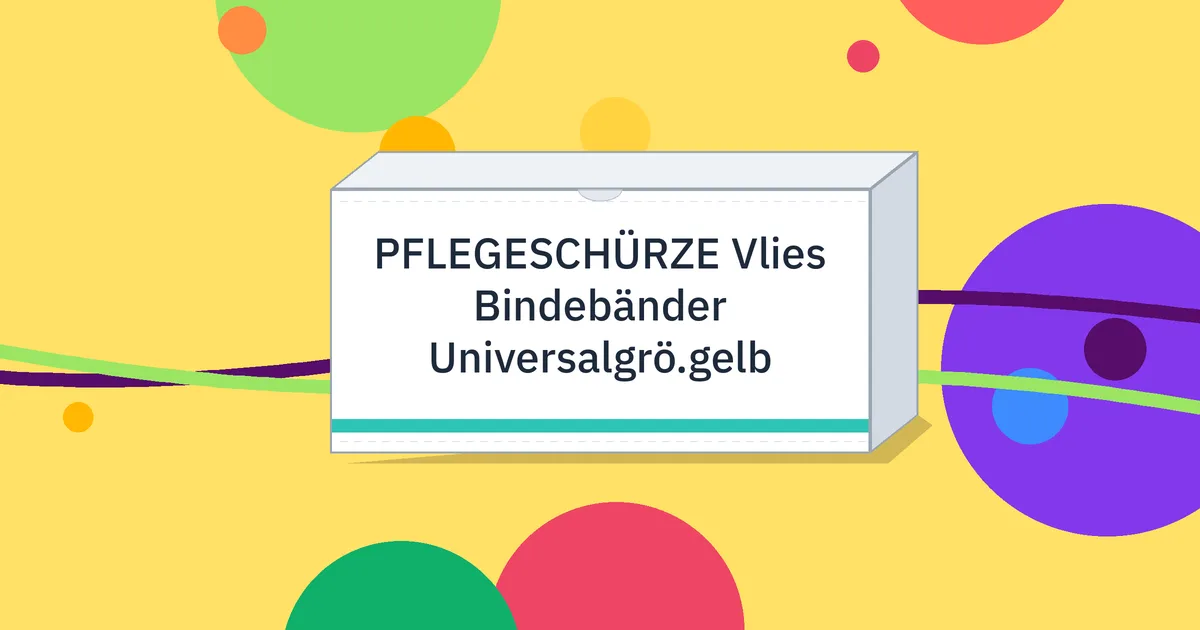 Symbolbild: Packung mit der Aufschrift PFLEGESCHÜRZE Vlies Bindebänder Universalgrö.gelb (PZN 16706239) – Verfügbarkeit und Bezug in Apotheken in Frankfurt am Main