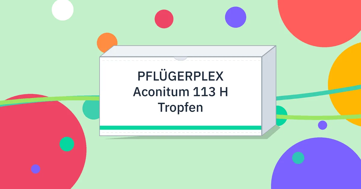 Symbolbild: Packung mit der Aufschrift PFLÜGERPLEX Aconitum 113 H Tropfen (PZN 04787801) – Verfügbarkeit und Bezug in Apotheken in Frankfurt am Main