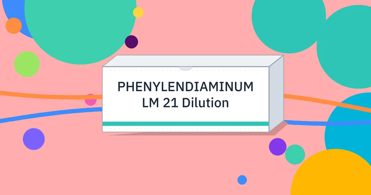Symbolbild: Packung mit der Aufschrift PHENYLENDIAMINUM LM 21 Dilution (PZN 13638448) – Verfügbarkeit und Bezug in Apotheken in Frankfurt am Main