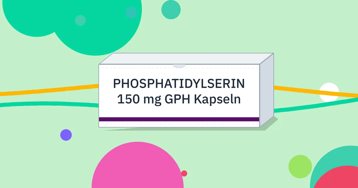 Symbolbild: Packung mit der Aufschrift PHOSPHATIDYLSERIN 150 mg GPH Kapseln (PZN 09323489) – Verfügbarkeit und Bezug in Apotheken in Frankfurt am Main