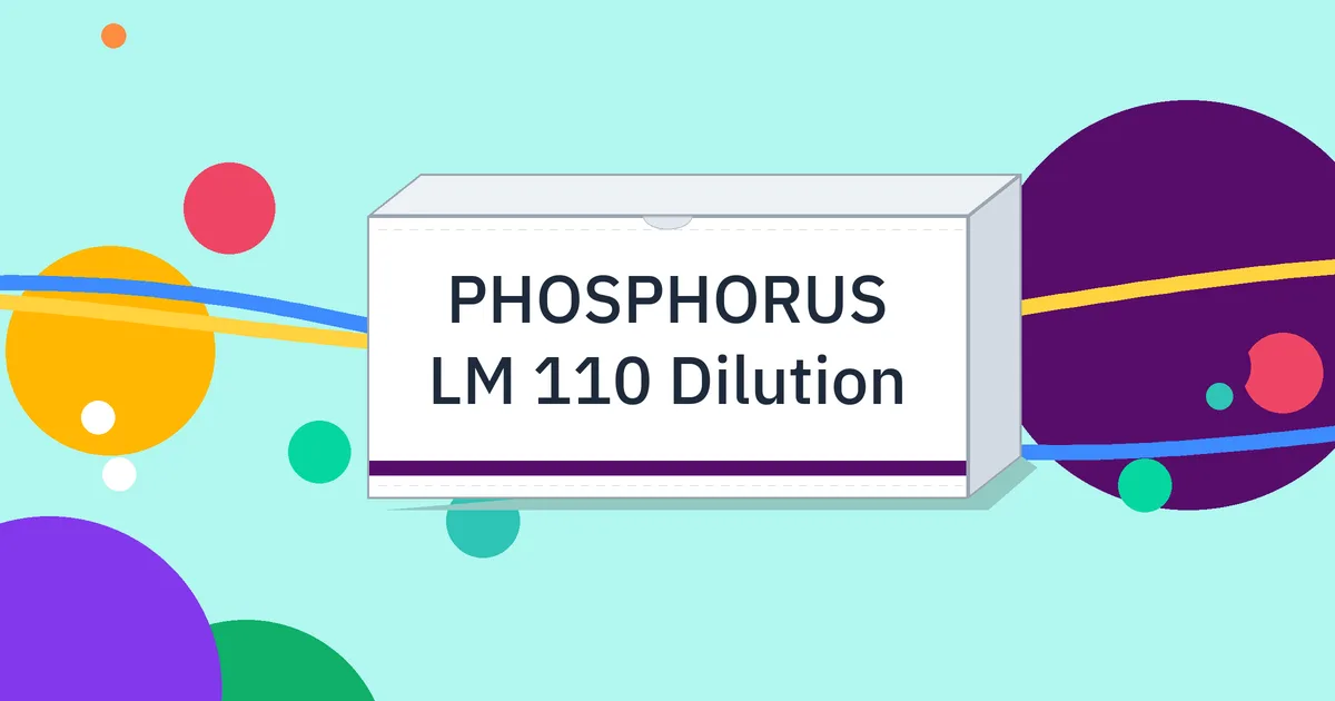 Symbolbild: Packung mit der Aufschrift PHOSPHORUS LM 110 Dilution (PZN 13034271) – Verfügbarkeit und Bezug in Apotheken in Frankfurt am Main