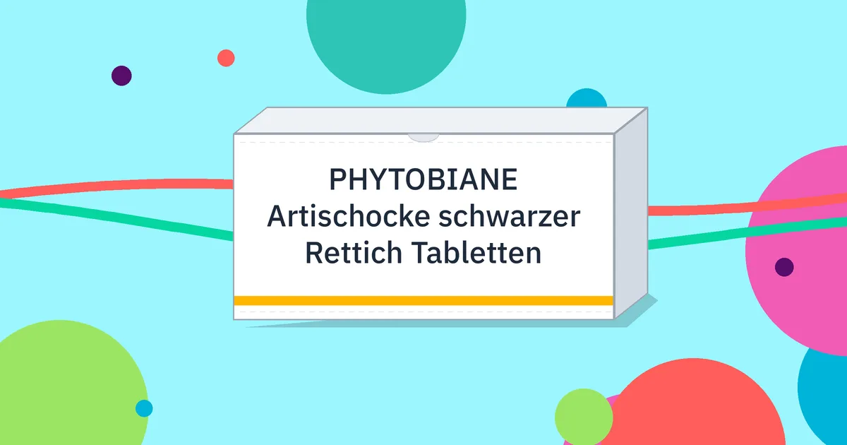 Symbolbild: Packung mit der Aufschrift PHYTOBIANE Artischocke schwarzer Rettich Tabletten (PZN 20157324) – Verfügbarkeit und Bezug in Apotheken in Frankfurt am Main