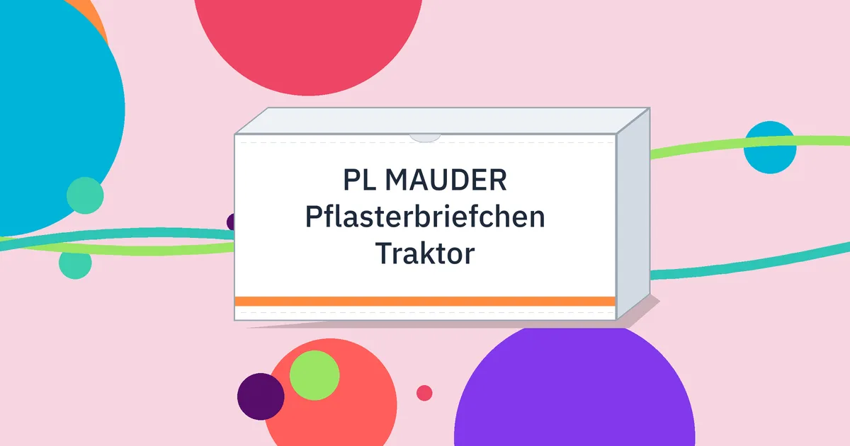Symbolbild: Packung mit der Aufschrift PL MAUDER Pflasterbriefchen Traktor (PZN 19435137) – Verfügbarkeit und Bezug in Apotheken in Frankfurt am Main
