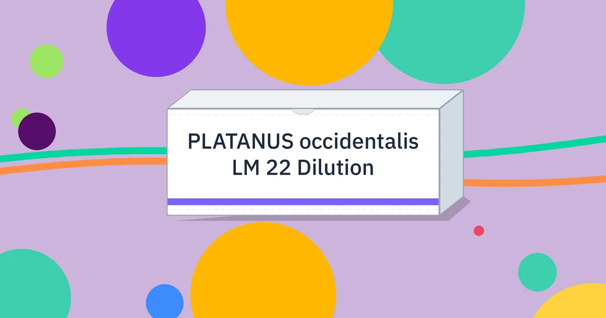 Symbolbild: Packung mit der Aufschrift PLATANUS occidentalis LM 22 Dilution (PZN 13647281) – Verfügbarkeit und Bezug in Apotheken in Frankfurt am Main