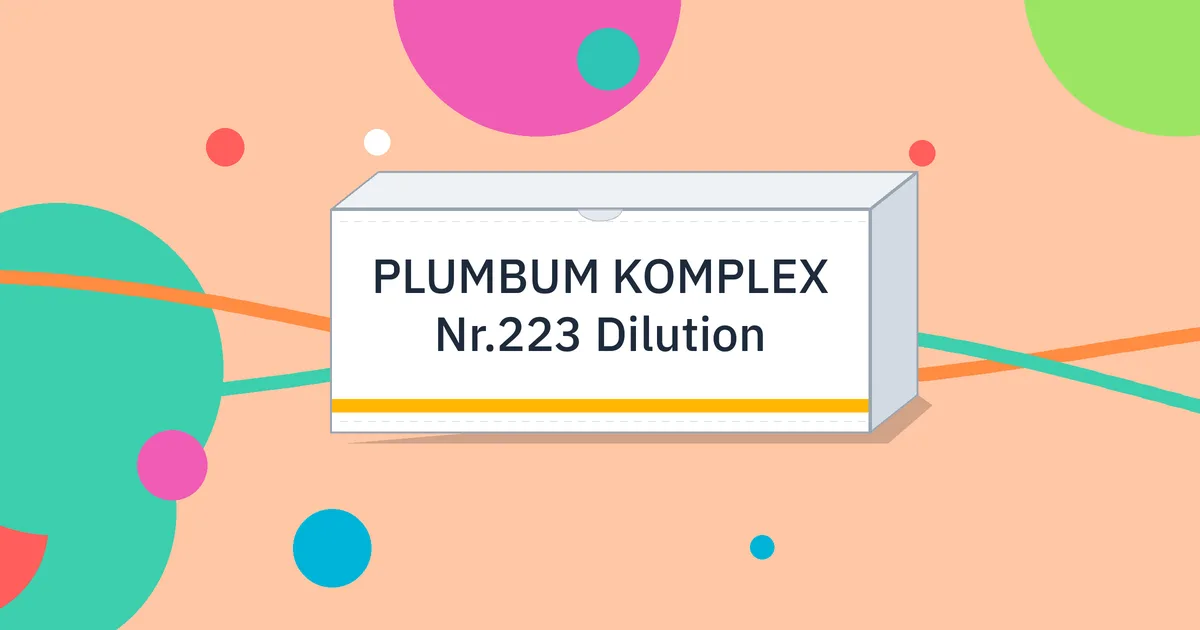 Symbolbild: Packung mit der Aufschrift PLUMBUM KOMPLEX Nr.223 Dilution (PZN 00818870) – Verfügbarkeit und Bezug in Apotheken in Frankfurt am Main