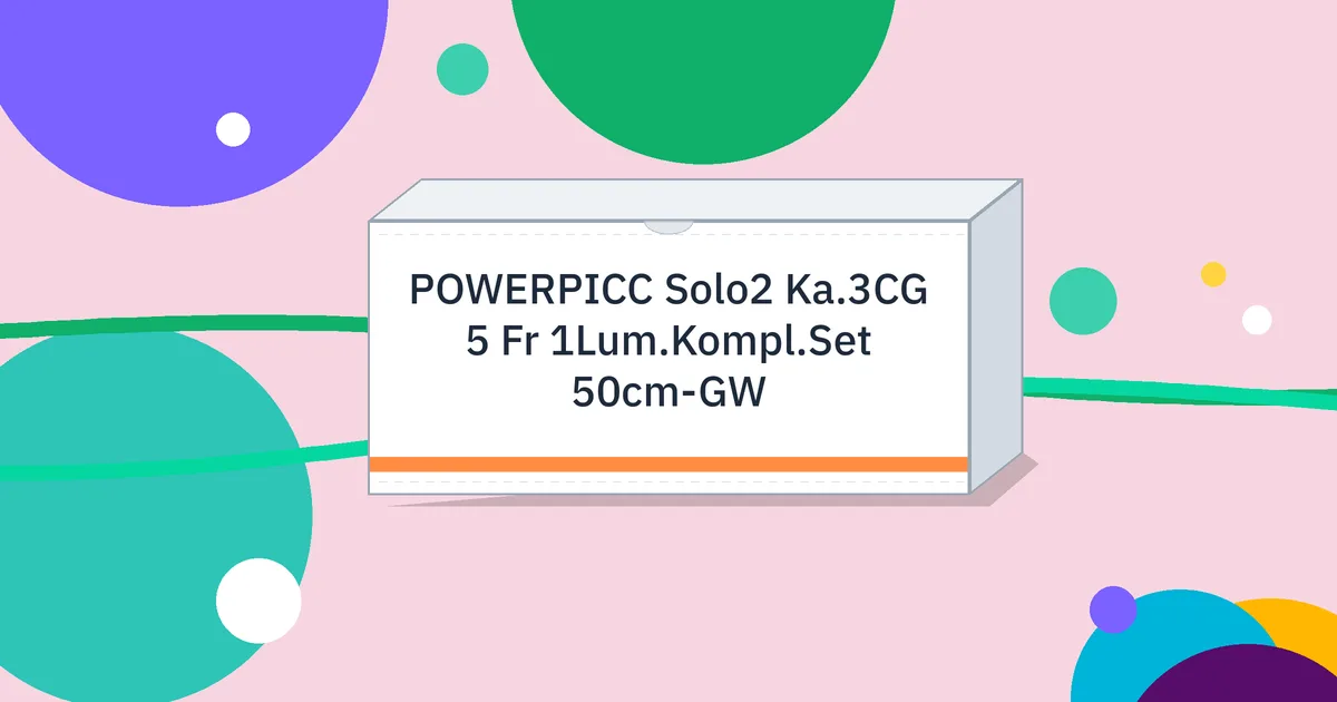 Symbolbild: Packung mit der Aufschrift POWERPICC Solo2 Ka.3CG 5 Fr 1Lum.Kompl.Set 50cm-GW (PZN 12398663) – Verfügbarkeit und Bezug in Apotheken in Frankfurt am Main