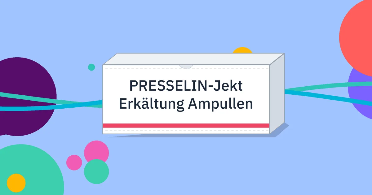 Symbolbild: Packung mit der Aufschrift PRESSELIN-Jekt Erkältung Ampullen (PZN 14328744) – Verfügbarkeit und Bezug in Apotheken in Frankfurt am Main